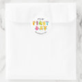 Custom IT'S MY FIRST DAY Kindergarten Animal Classic Round Sticker | Zazzle