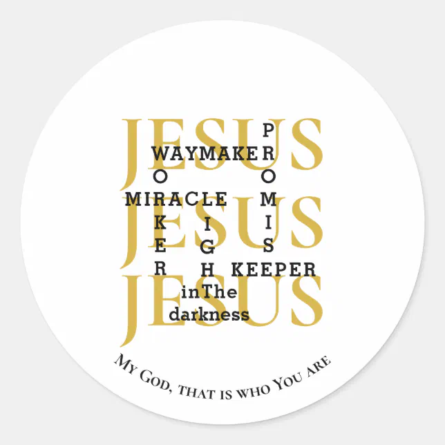 Custom JESUS Waymaker Christian Classic Round Sticker | Zazzle