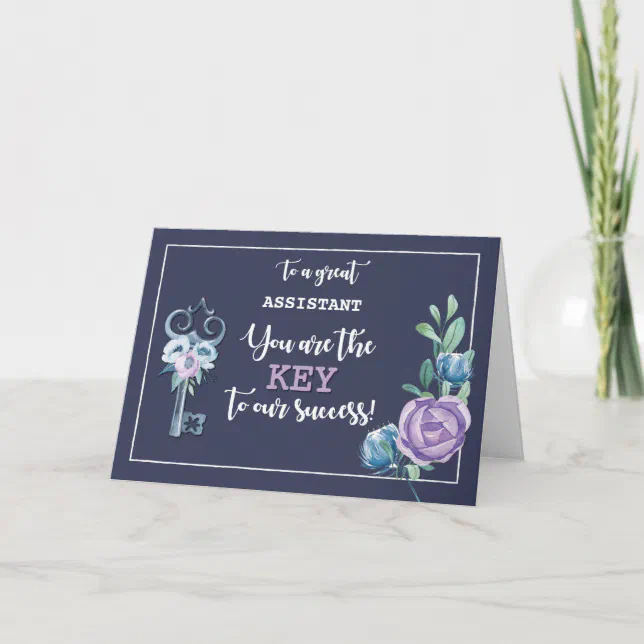 Custom Job Title Admin Pro Day Key to Success Card | Zazzle