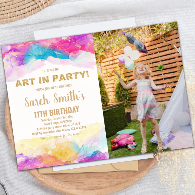 Custom Kids Art Party Invite | Zazzle