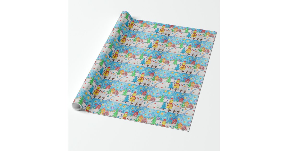 Custom Kids Drawing Art Wrapping Paper | Zazzle