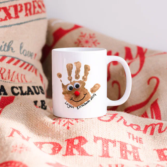 Custom Kids' Handprint Art Keepsake Coffee Mug | Zazzle
