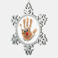 Custom Kids' Handprint Art Keepsake Snowflake Pewter Christmas Ornament ...