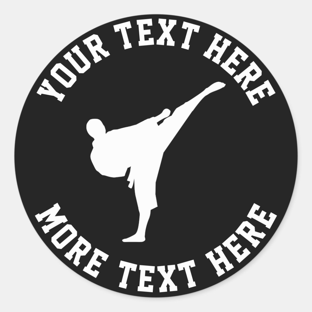 Custom kids karate martial arts Birthday party Classic Round Sticker ...
