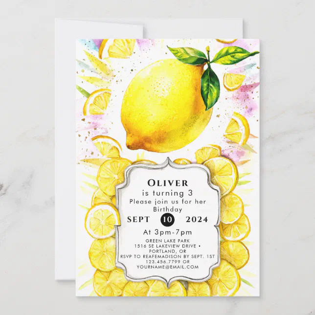 Custom Kids Lemon Birthday Invitation | Zazzle