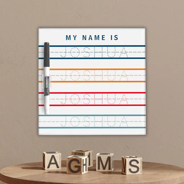 Custom Kids Name Tracing Writing Practice Dry Erase Board | Zazzle
