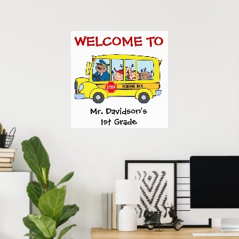 Custom Kids on the School Bus Welcome Poster | Zazzle