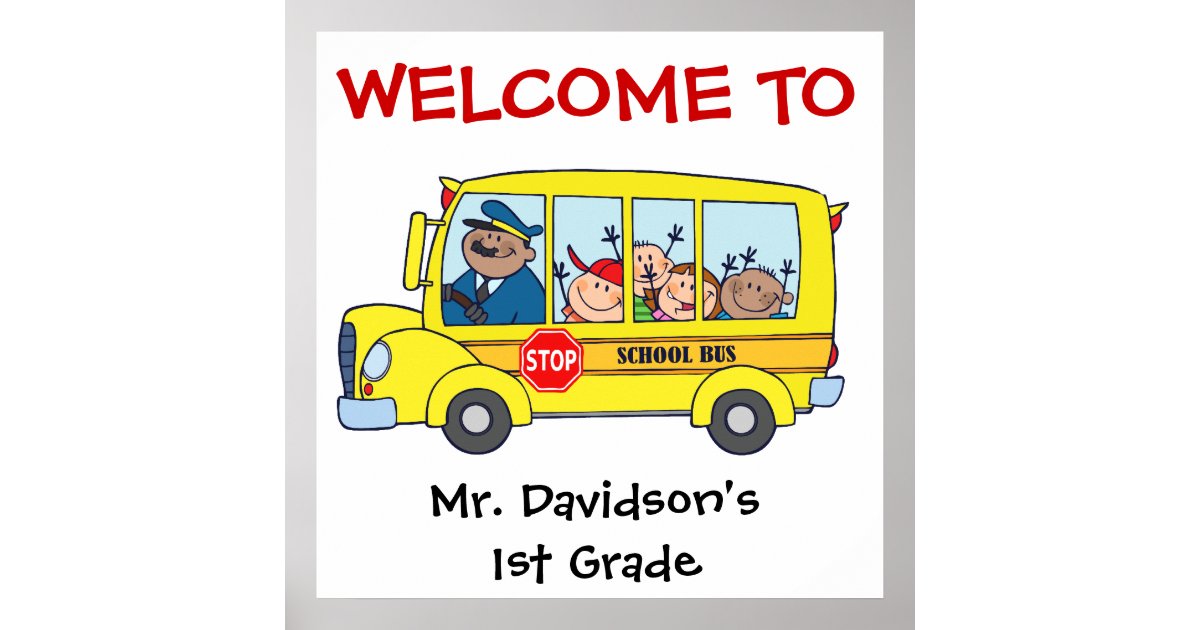 Custom Kids on the School Bus Welcome Poster | Zazzle