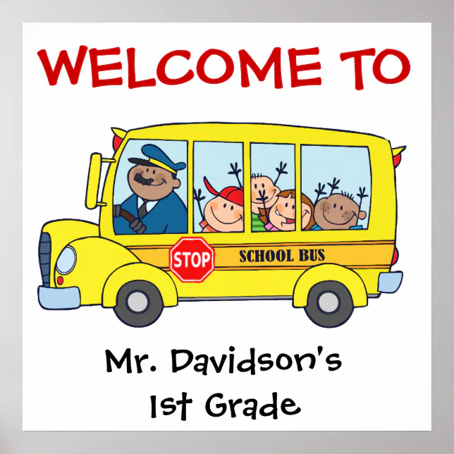 Custom Kids on the School Bus Welcome Poster | Zazzle