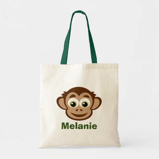 Custom kid's tote bag with cute monkey cartoon | Zazzle