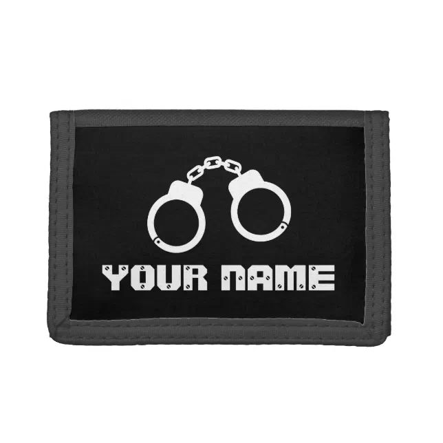 Custom kid's wallet with police handcuffs logo | Zazzle