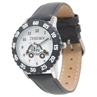 Custom kid's watch with cute police car design | Zazzle