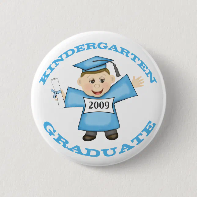 Custom Kindergarten Blue Girl Graduate Button | Zazzle