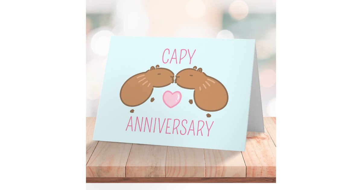 Custom Kissing Capybara Couple Anniversary Card | Zazzle