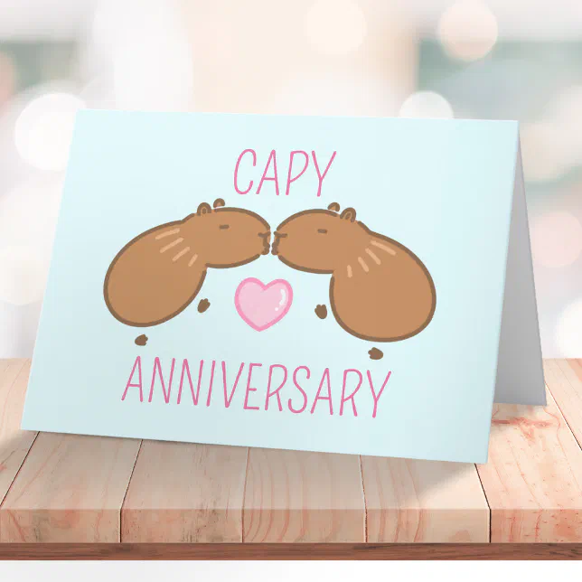 Custom Kissing Capybara Couple Anniversary Card | Zazzle