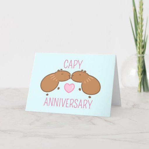 Custom Kissing Capybara Couple Anniversary Card | Zazzle