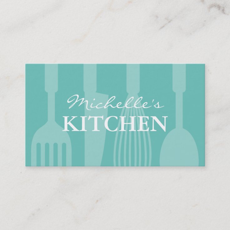 Custom kitchen cooking utensils business card | Zazzle