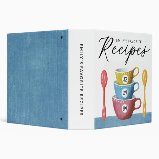 Custom Kitchen Measuring Cups Recipe Cookbook 3 Ring Binder | Zazzle
