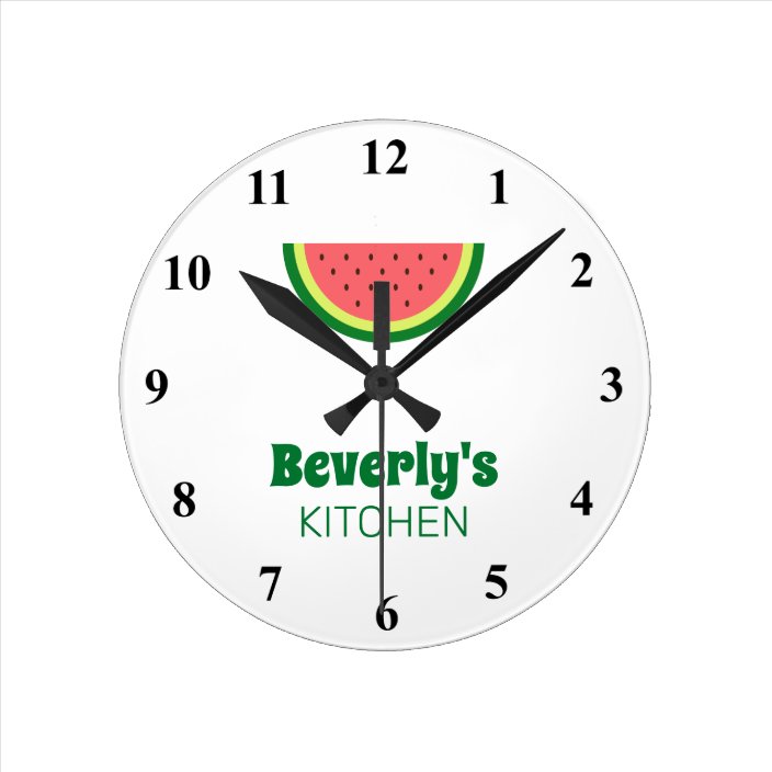 Custom kitchen wall clock with melon fruit logo | Zazzle.com