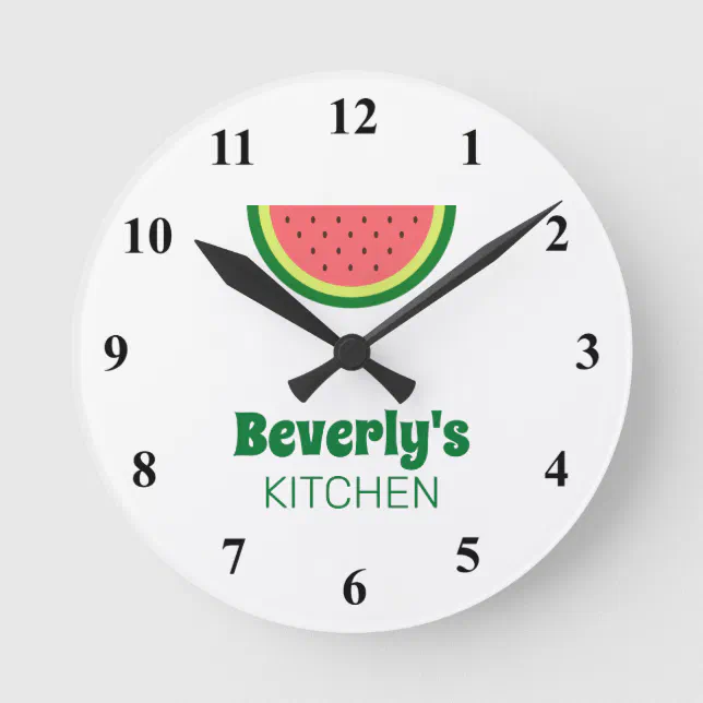 Custom kitchen wall clock with melon fruit logo | Zazzle