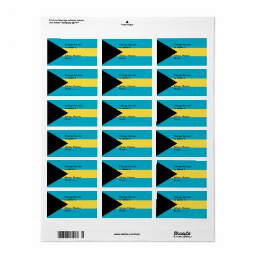Custom Label with Flag of Bahamas | Zazzle