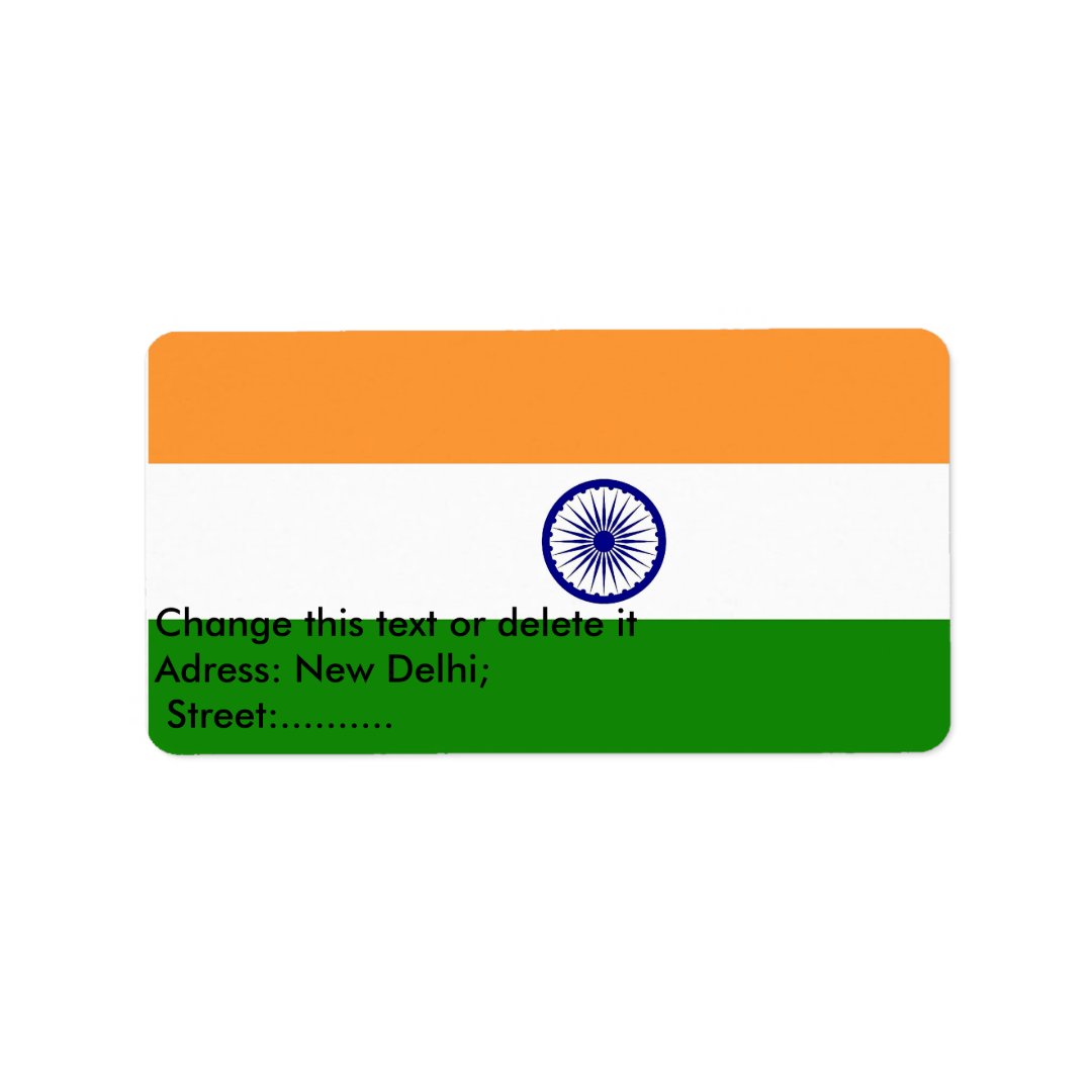 Custom Label with Flag of India | Zazzle