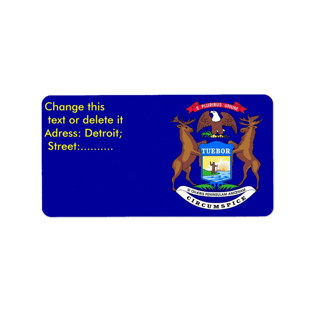 Custom Label with Flag of Michigan | Zazzle