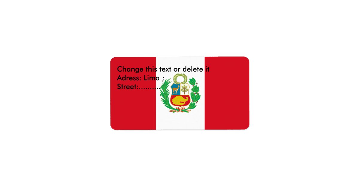 Custom Label with Flag of Peru | Zazzle