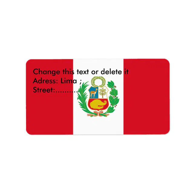 Custom Label with Flag of Peru | Zazzle