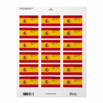 Custom Label with Flag of Spain | Zazzle