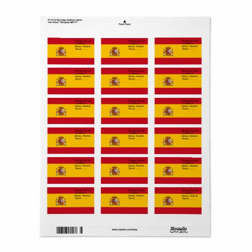 Custom Label with Flag of Spain | Zazzle