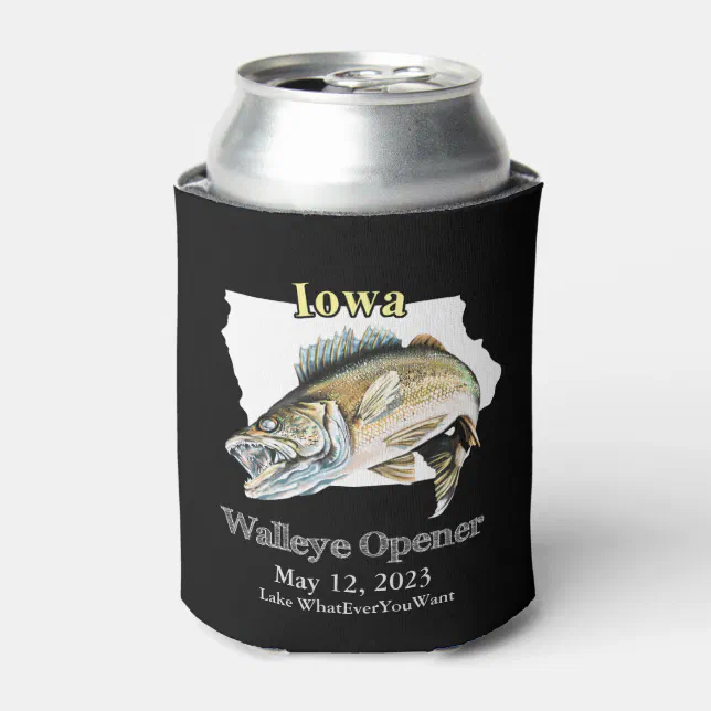 Custom Lake and Date Iowa Walleye Opener Light Ca Can Cooler | Zazzle