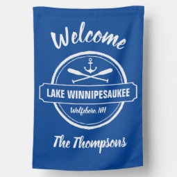 Custom Lake, Beach House & Boat Nautical Anchor House Flag | Zazzle