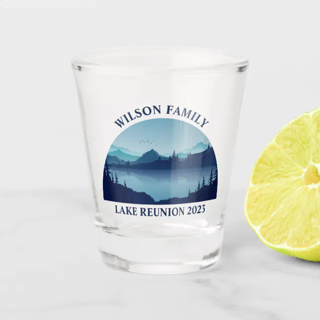 Custom Lake House Family Reunion Summer Vacation Shot Glass | Zazzle