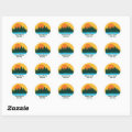 Custom Lake House Family Trip Cute Sunset Classic Round Sticker | Zazzle