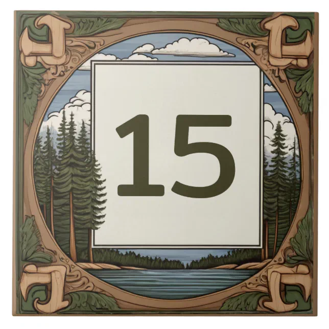 Custom Lakehouse Cabin House Number Plate Sign Ceramic Tile | Zazzle