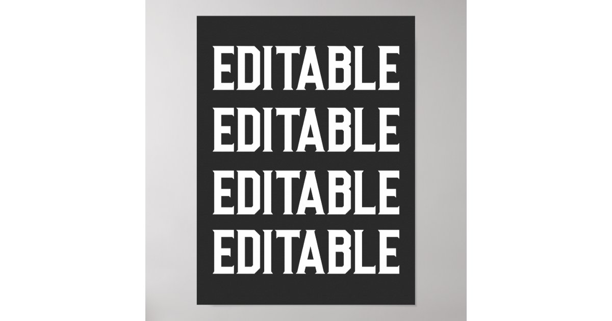 Custom Large Big Font Text Personalize Black Mens Poster | Zazzle