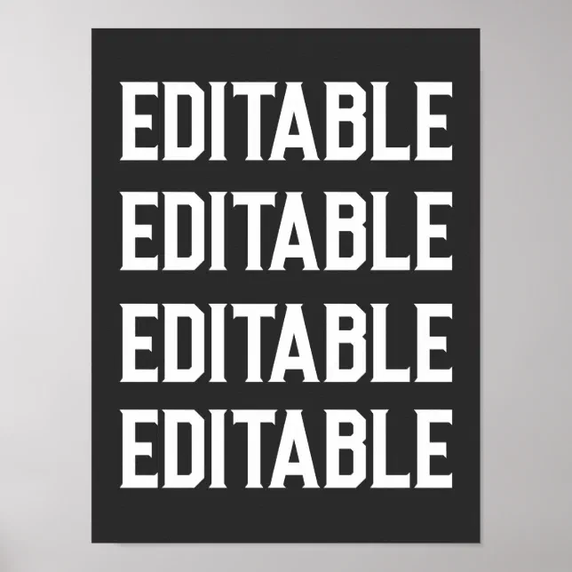 Custom Large Big Font Text Personalize Black Mens Poster | Zazzle