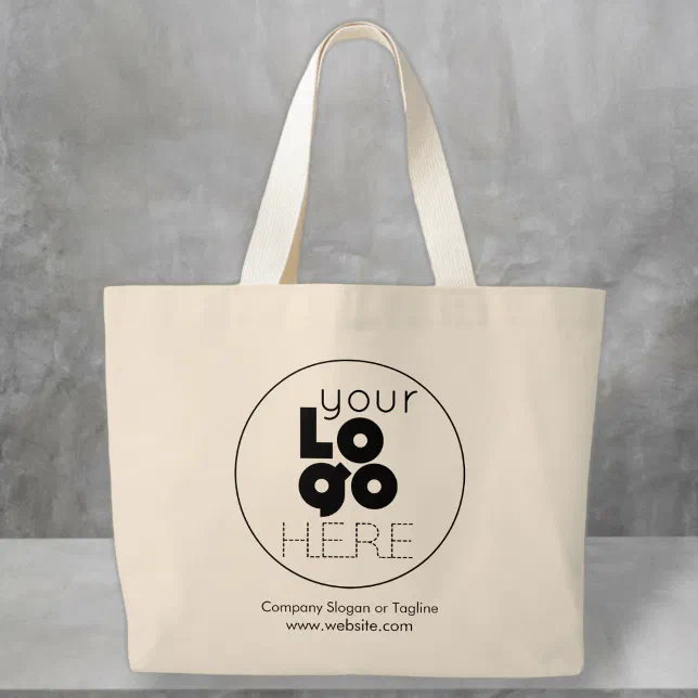 Custom Large Cotton Tote Bag Front Logo No Minimum | Zazzle