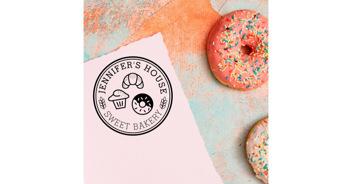 Custom Large Homemade Bakery Logo Circular Rubber Stamp | Zazzle