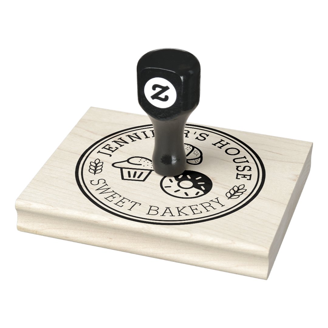 Custom Large Homemade Bakery Logo Circular Rubber Stamp | Zazzle