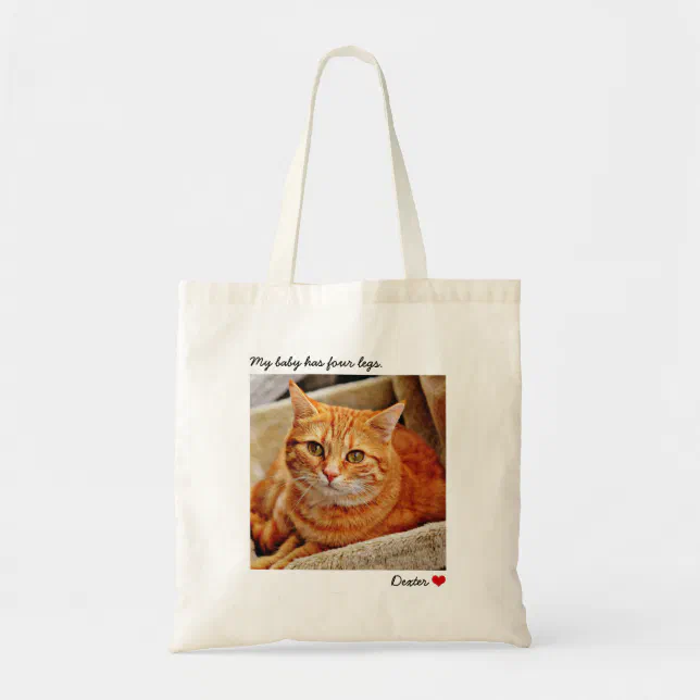 Custom Large Photo Personalized Cat Tote Bag | Zazzle