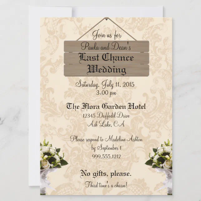 Custom Last Chance Wedding Invitations | Zazzle