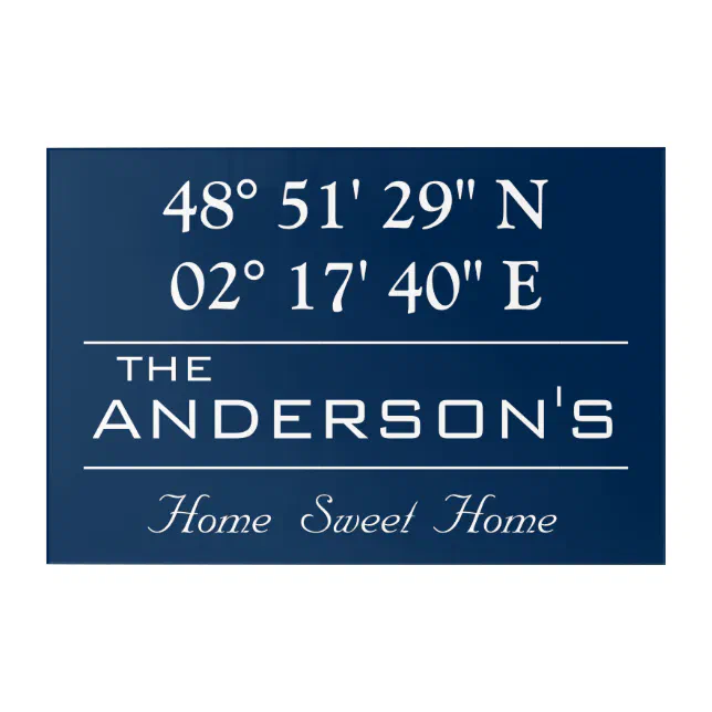 Custom Latitude Longitude Family Name Home Address Acrylic Print | Zazzle