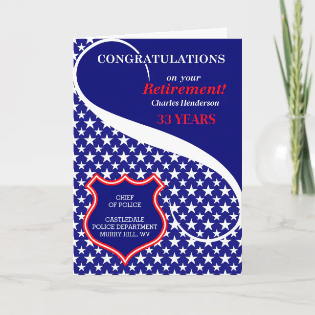 Custom Law Enforcement Retirement Congratulations Card | Zazzle
