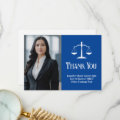 Custom Law Office Blue White Lawyer Photo Thank You Card | Zazzle