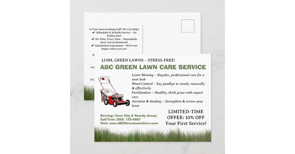 Custom Lawn Service Postcard | Zazzle