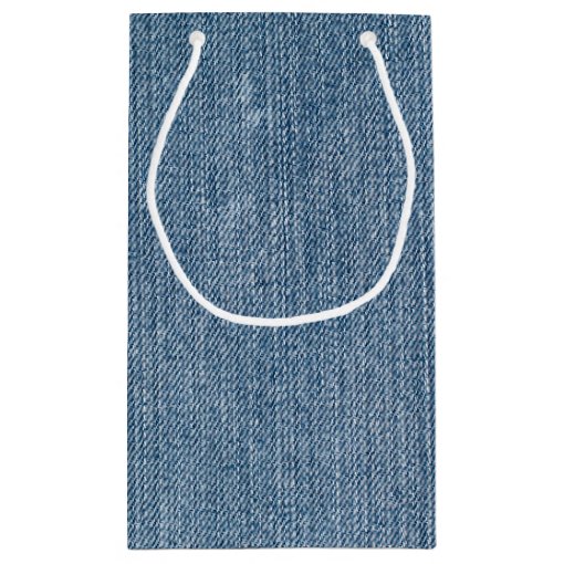 Custom Leather Tag Blue Jean Denim Small Gift Bag | Zazzle