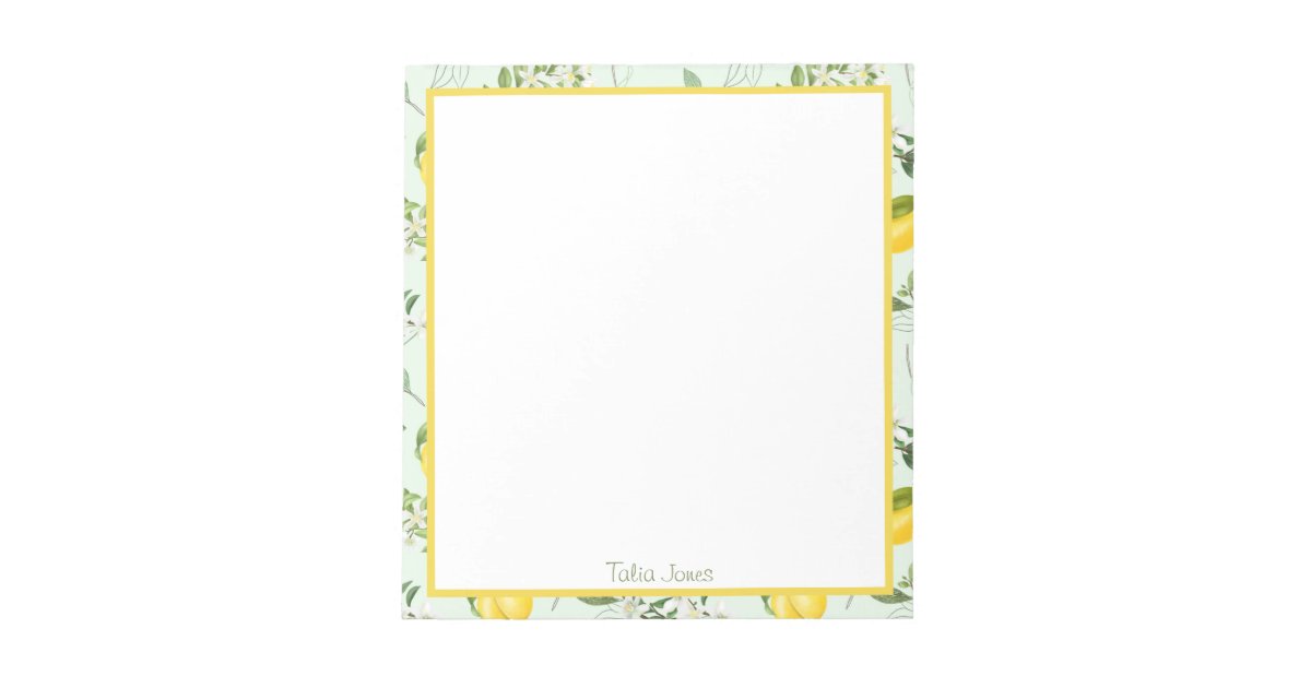Custom Lemon and Flower Notepads | Zazzle