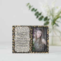 Custom Leopard Print Photo Graduation Party Invitation Postcard | Zazzle